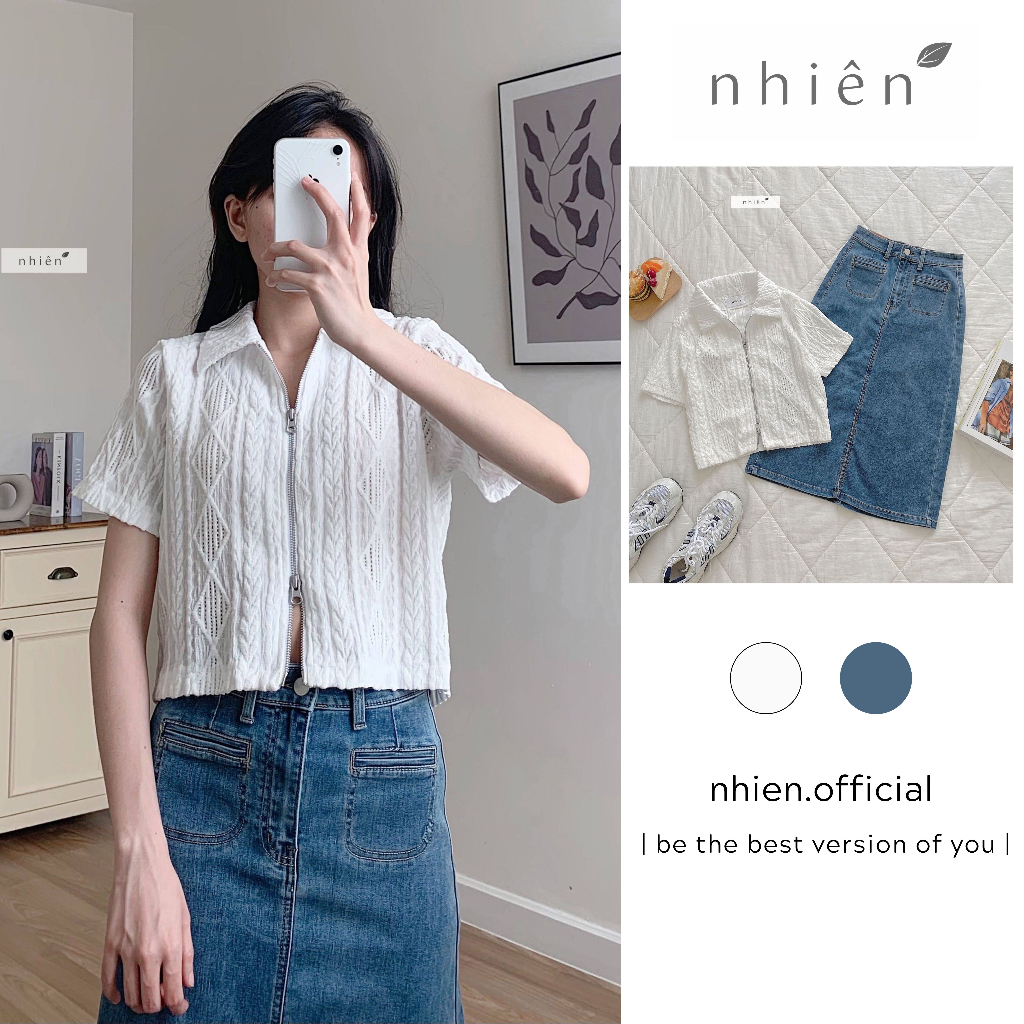 Áo kiểu nữ dáng croptop chất xô đan họa tiết cao cấp nhiennhienvintage ...