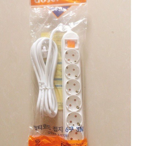 Ổ cắm điện Hàn Quốc, loại 6 lỗ 1 công tắc với chiều dài của dây là 3mét. DM2219 | Shopee Việt Nam
