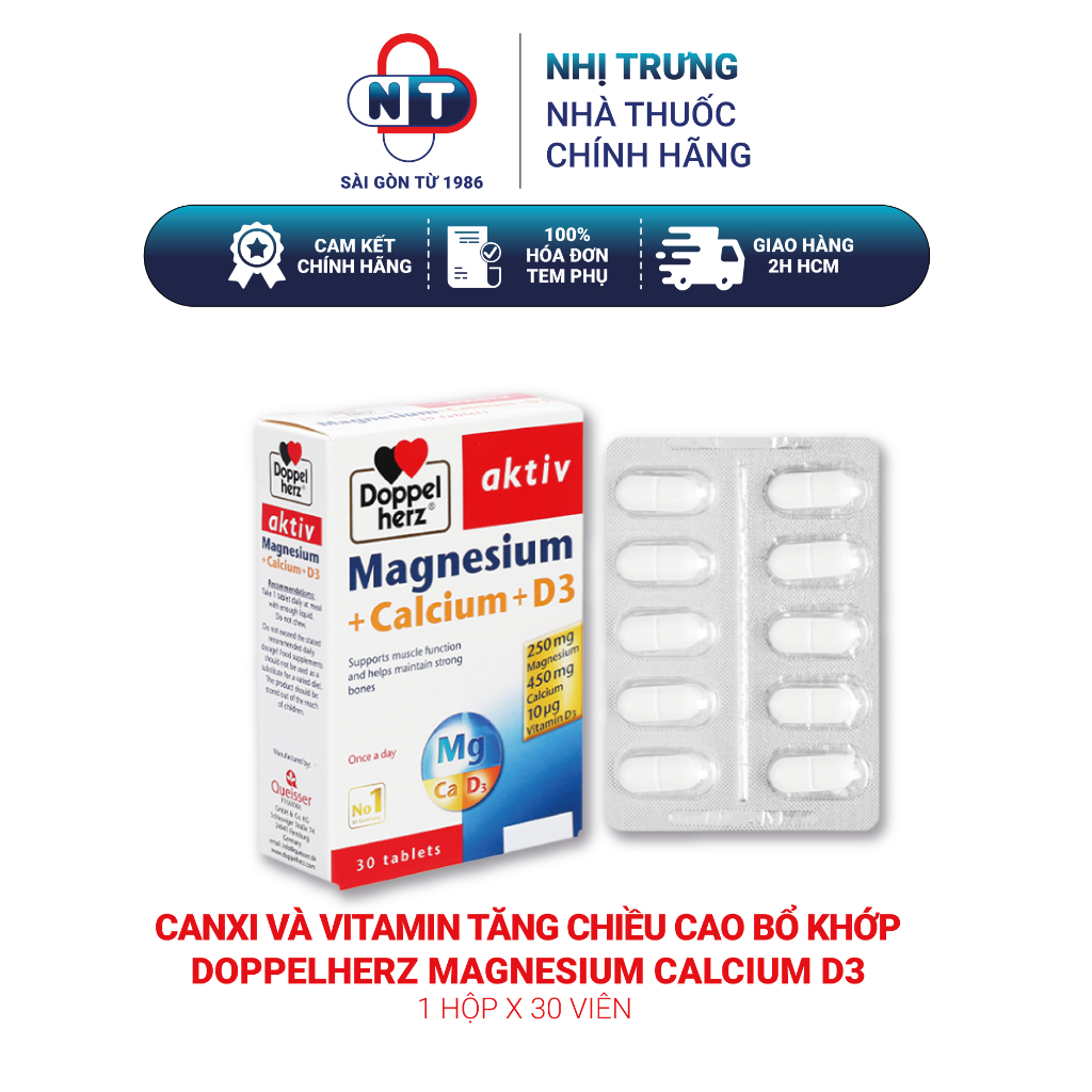 Canxi và vitamin tăng chiều cao bổ khớp Doppelherz Magnesium Calcium D3 30 viên | Shopee Việt Nam