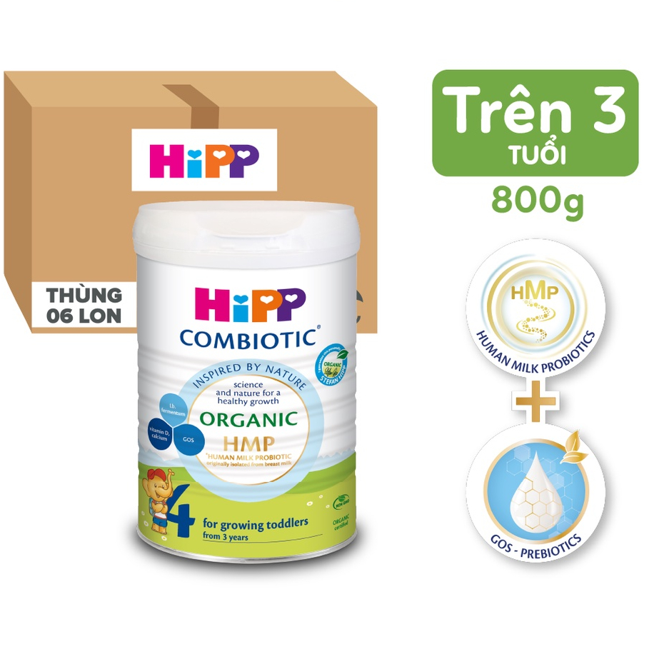 Thùng 6 lon Sữa HiPP 4 Organic Combiotic 800g sữa bột công thức dành ...