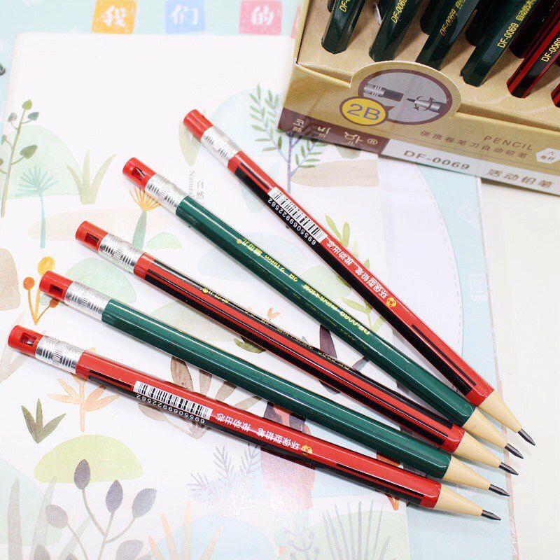Bút Chì Bấm SiSin DF-0069 Ngòi 2B Ruột Chì Lớn 2.0mm (Giao Màu Ngẫu ...