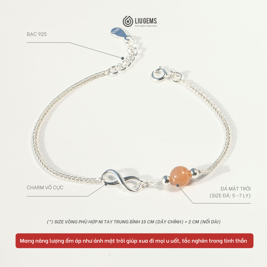 Lắc Tay Bạc Nữ Vô Cực Liugems Vòng 925 Mix Đá Phong Thuỷ Tinh Tế Dễ ...