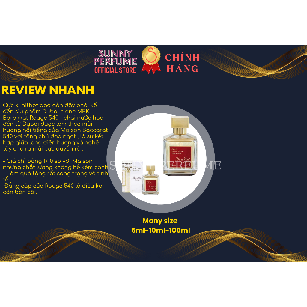 Nước hoa chính hãng thơm lâu bản clone MFK Barakkat EDP chai thử 5ml ...