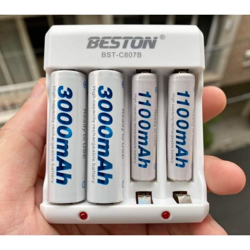 Pin sạc BESTON 1.2V AA AAA, bộ sạc pin BESTON C807B găm nguồn trực tiếp ...