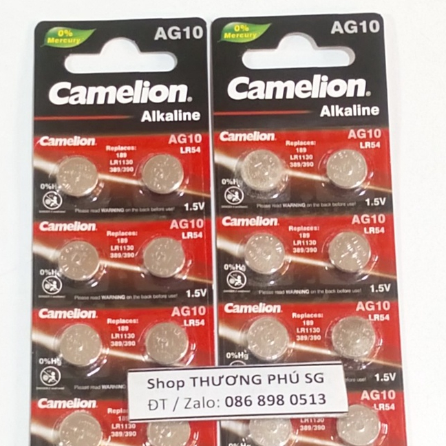 Pin AG10, LR1130, G10, LR54, 189, GP89A, 389, SR1130W, LR54 - 1.5V ...