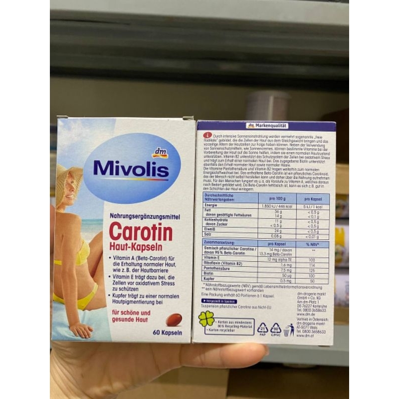 Viên uống chống nắng Mivolis Carotin 60v | Shopee Việt Nam