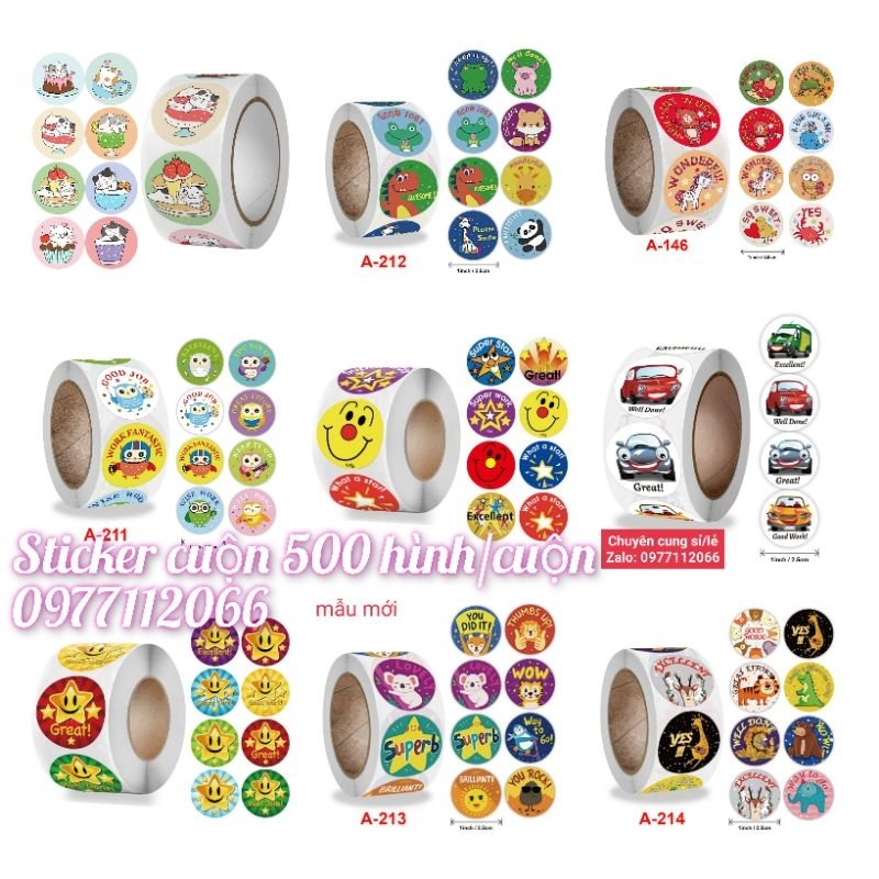 500 Hình Dán Sticker Cuộn Khen Thưởng - Lời Khen Khích Lệ Hàng loại 1 ...