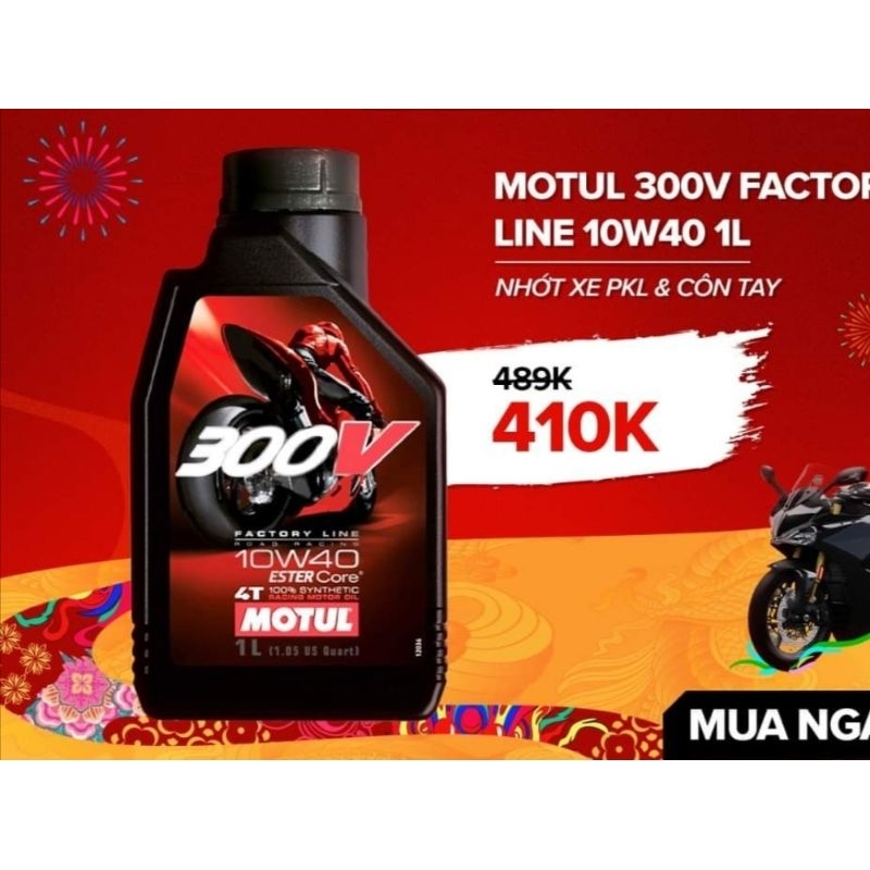 Nhớt Motul 300V 300V2 10W40 và 10W50 Pháp 1L chính hãng (tem 1 lớp, một, Ester core tổng hợp ...