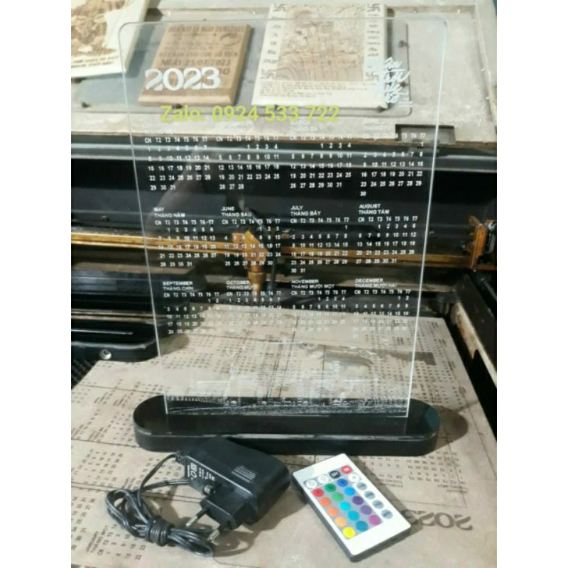 Đế Đèn Led Mica: Đèn Ngủ Led 3D ( Khe Dài 20cm ) Có điều Khiển + Dây ...