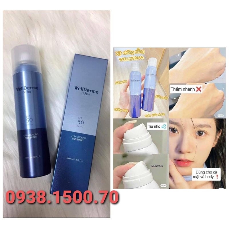 XỊT CHỐNG NẮNG MÁT LẠNH TỨC THÌ Wellderma G Plus Cooling Sun Spray ...