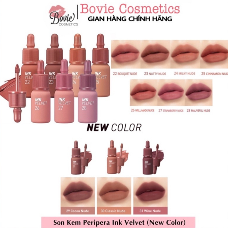 Son kem INK VELVET PERIPERA màu 22 - 23 - 24 - 25 - 26 - 27 - 28 ...