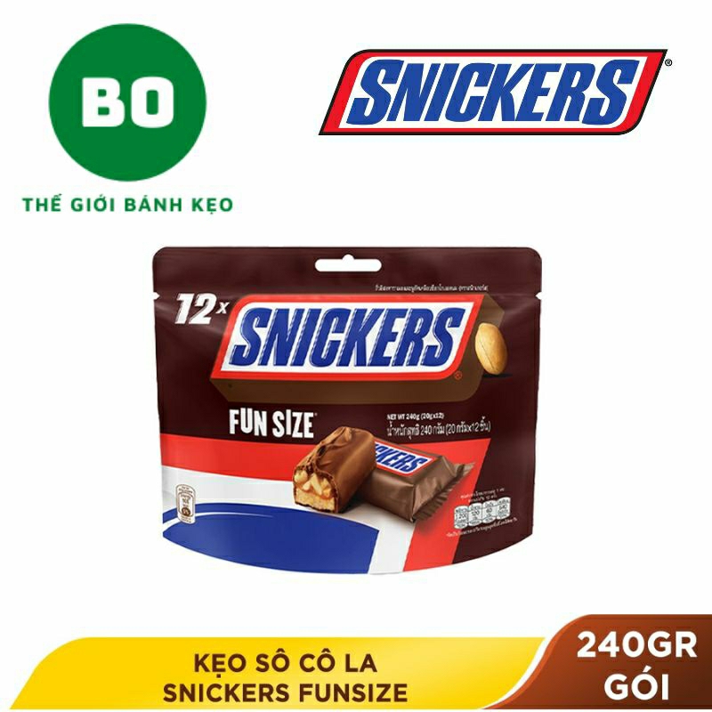 Kẹo Socola SNICKERS Nhân Đậu Phộng Funsize 240g [TÚI 20G*12THANH ...