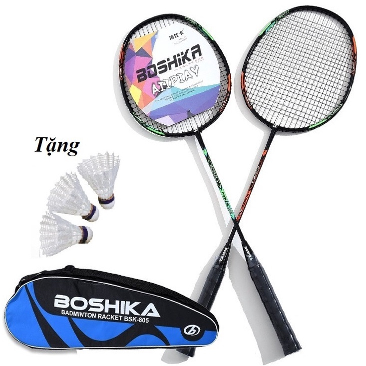 Bộ 2 chiếc vợt cầu lông BOSHIKA Tặng kèm 3 quả cầu, túi đựng, vợt cầu ...