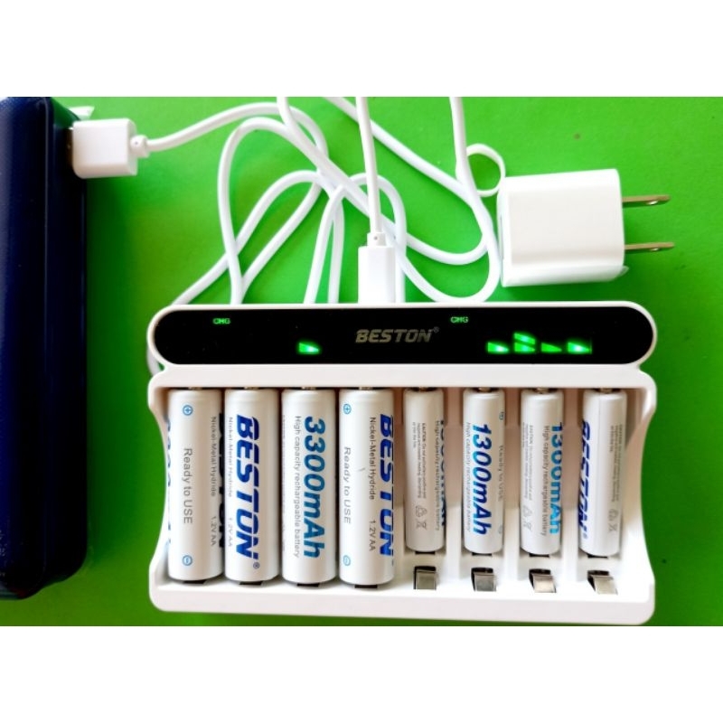 Bộ Sạc pin Beston AA AAA C9024L 8 khe, mẫu mới 2022 sạc nhanh, tự ngắt ...