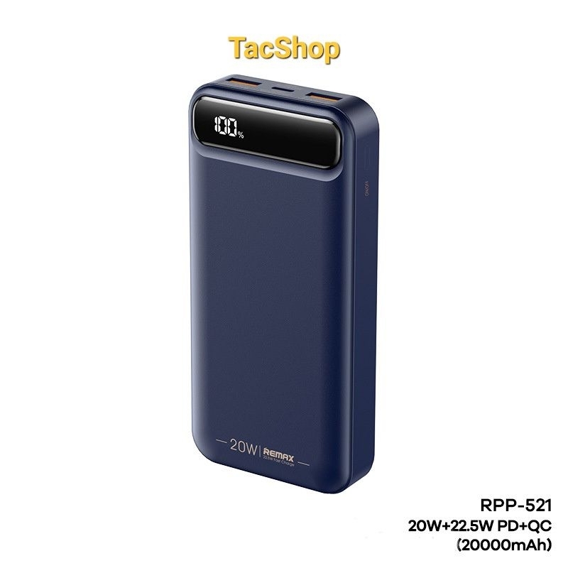 Pin sạc dự phòng Remax RPP-521 20000mAh hỗ trợ sạc nhanh QC 22.5W và PD 20W - Chính Hãng ...