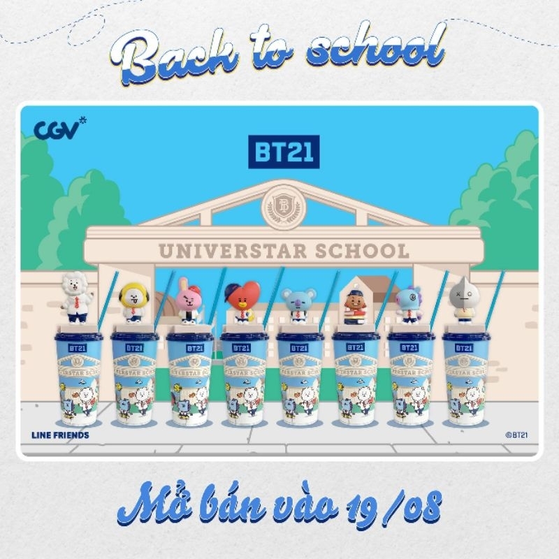 Bộ ly BT21 Back To School 2022 của CGV | Shopee Việt Nam