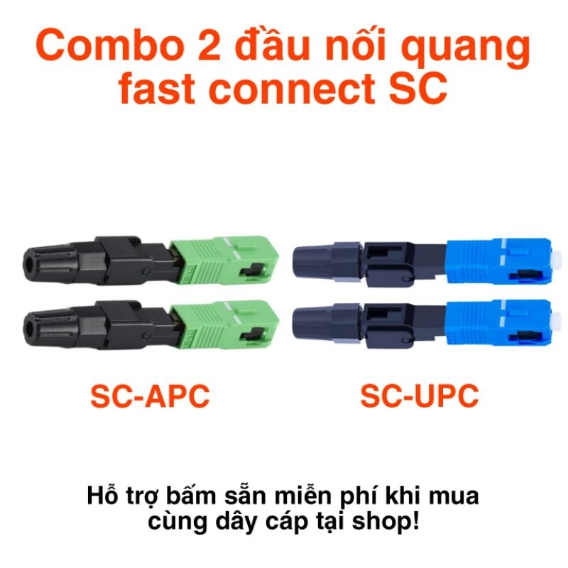 Combo 2 đầu nối quang nhanh FTTH fast connector SC-APC/UPC | Shopee ...