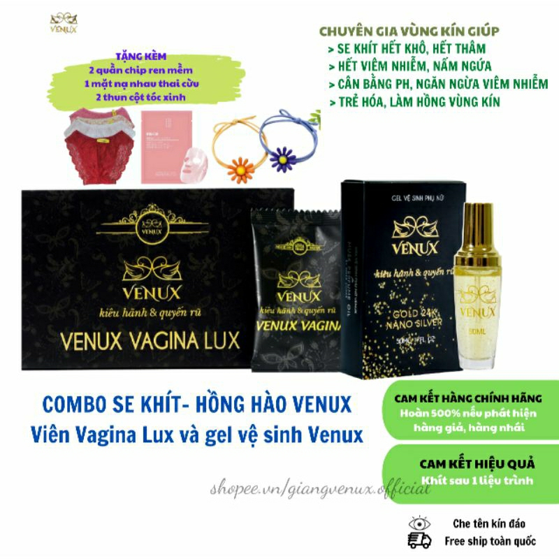 [Quà Hót] Combo Thơm Khít Hồng Venux Vagina và Gel Vệ Sinh Tinh Chất Vàng | Shopee Việt Nam