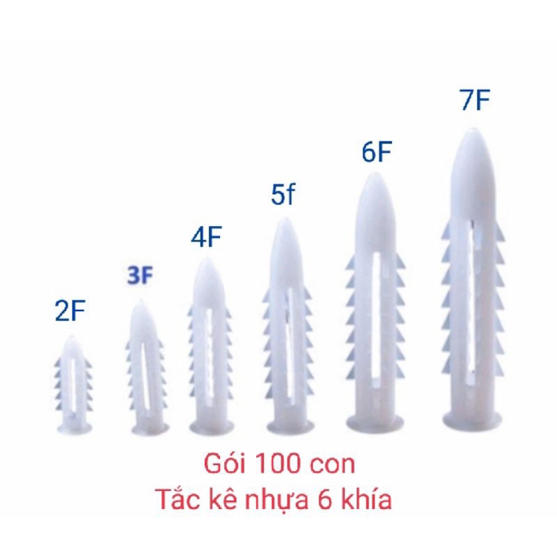 Tắc kê nhựa 6 khía, 3F - 4F - 5F - 6F - 7F ( bịch 100con) | Shopee Việt Nam