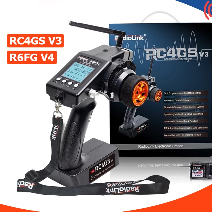 Tay điều khiển ( Tx / Remote ) RadioLink RC4GS V3 và mạch thu R6FG V4 ...