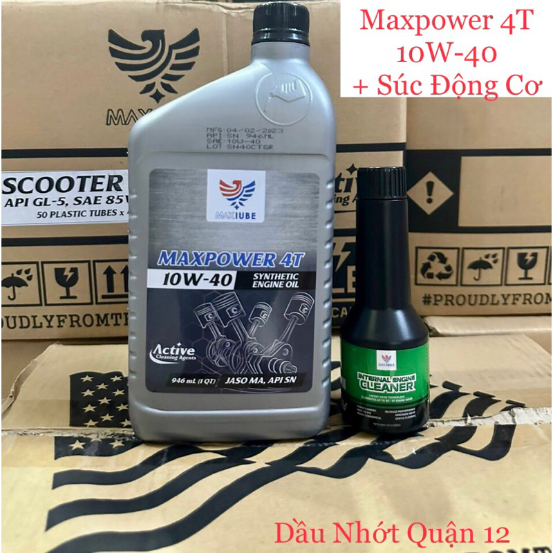Nhớt Tổng Hợp Xe Số - Tay Côn Maxlube Maxpower 4T 10W-40 Jaso MA Api SN ...