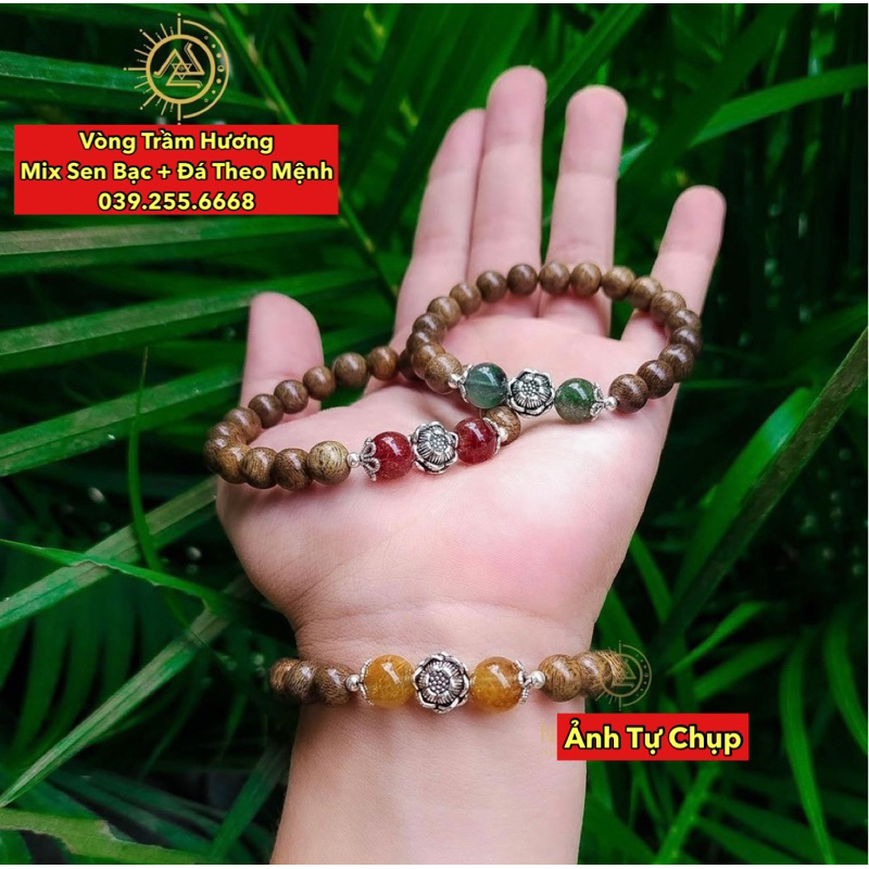 Vòng Trầm Hương Mix Charm Sen Bạc Đủ Mầu Đủ Mệnh Tặng Kèm Hộp Đựng ...