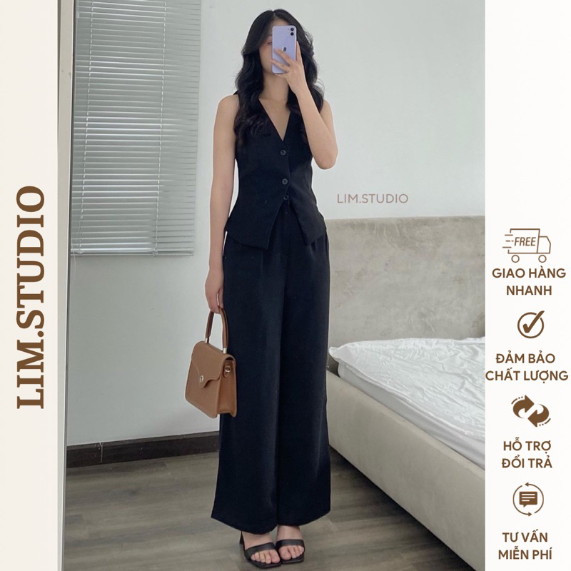 SET GILE VEST KÈM QUẦN TÂY ỐNG SUÔNG | lim.studio [ảnh thật/video thật] | Shopee Việt Nam