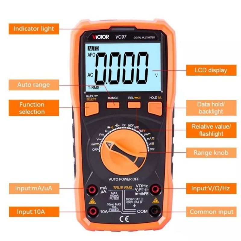 Đồng hồ vạn năng Victor VC-97, đo điện áp, điện trở, tụ điện, tần số ...