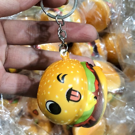 Móc khóa bánh hambogo mềm mịn cao cấp, đồ chơi móc khóa bánh hăm bơ gơ ...