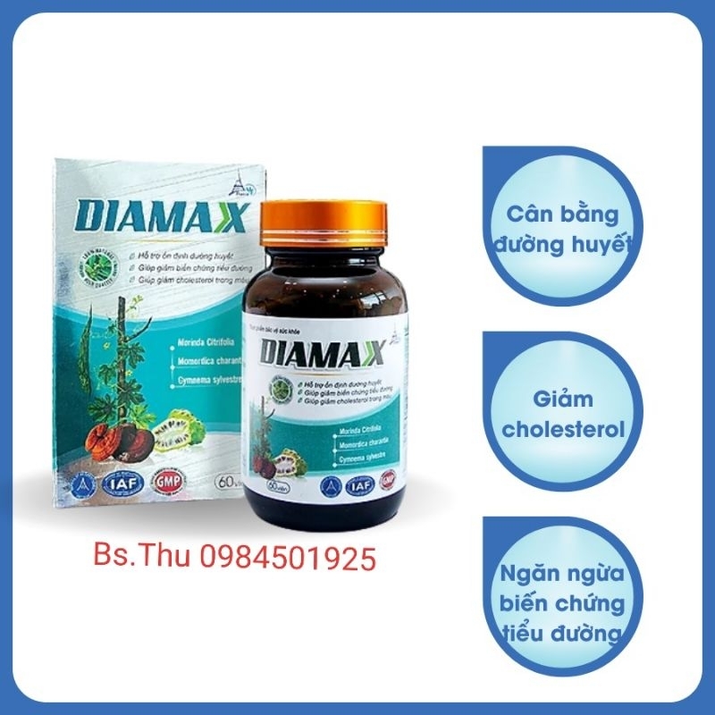 Viên uống DIAMAX hỗ trợ giảm đường huyết và giảm cholesterol trong máu- Hộp 60 viên | Shopee ...