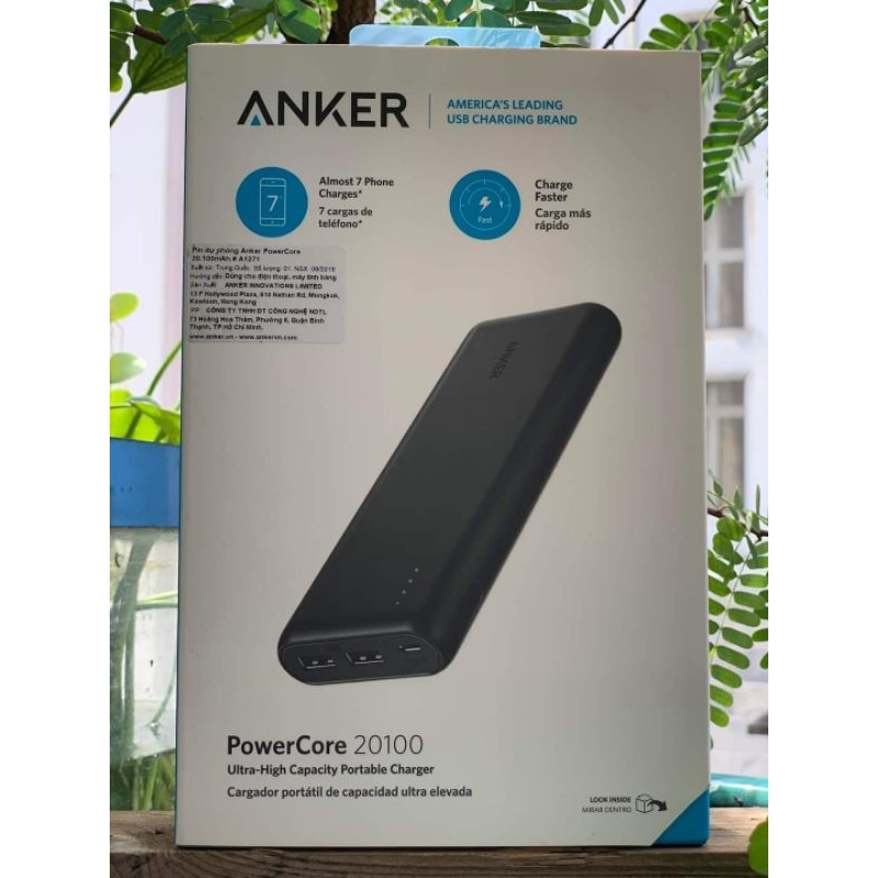 Sạc dự phòng Anker 20100mah A1271 fullbox, công nghệ IQ sạc 2 thiết bị ...