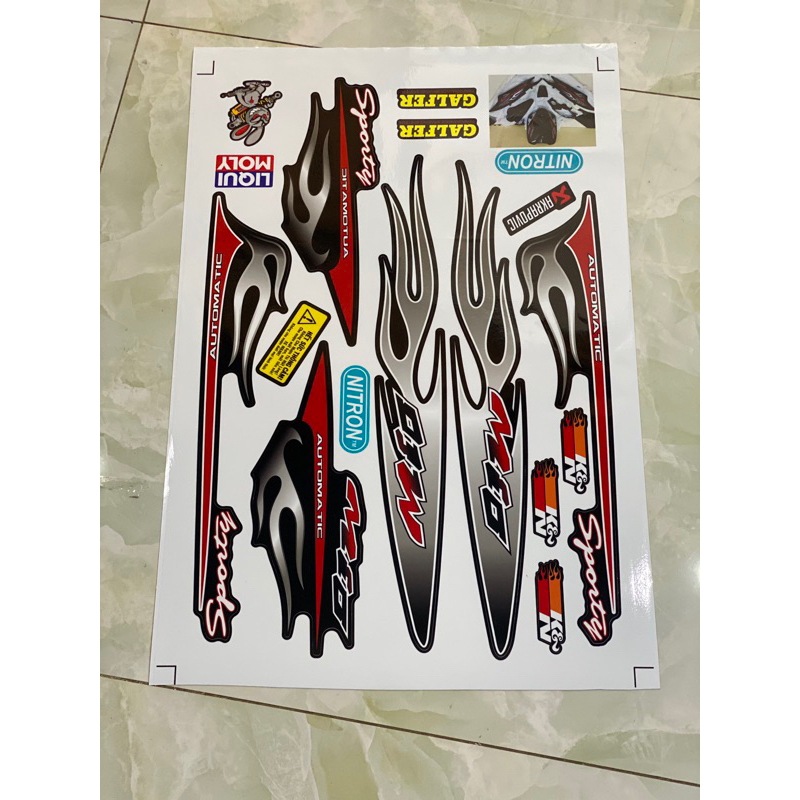 Full bộ tem rời mio nhỏ đời đầu mẫu lửa dán xe đen | Shopee Việt Nam