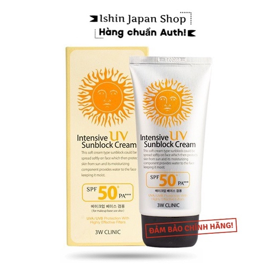 Kem Chống Nắng 3W Clinic Intensive UV Sunblock Cream SPF 50 PA+++ (70ml) | Shopee Việt Nam