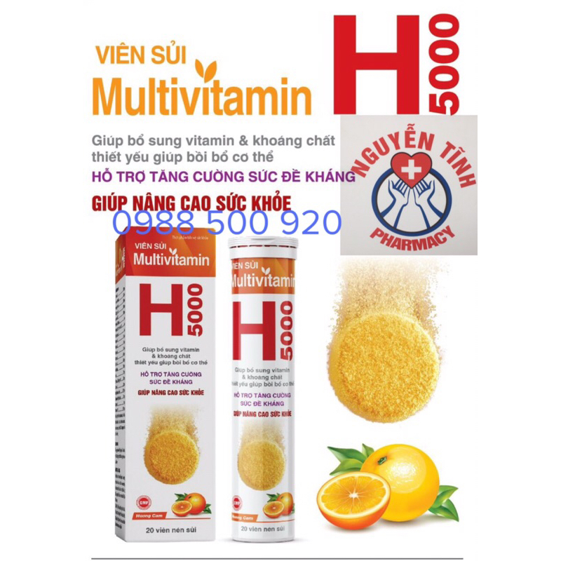 Viên sủi Multivitamin H5000 bồi bổ sức khỏe, tăng đề kháng tube 20 viên thơm ngon dễ uống ...