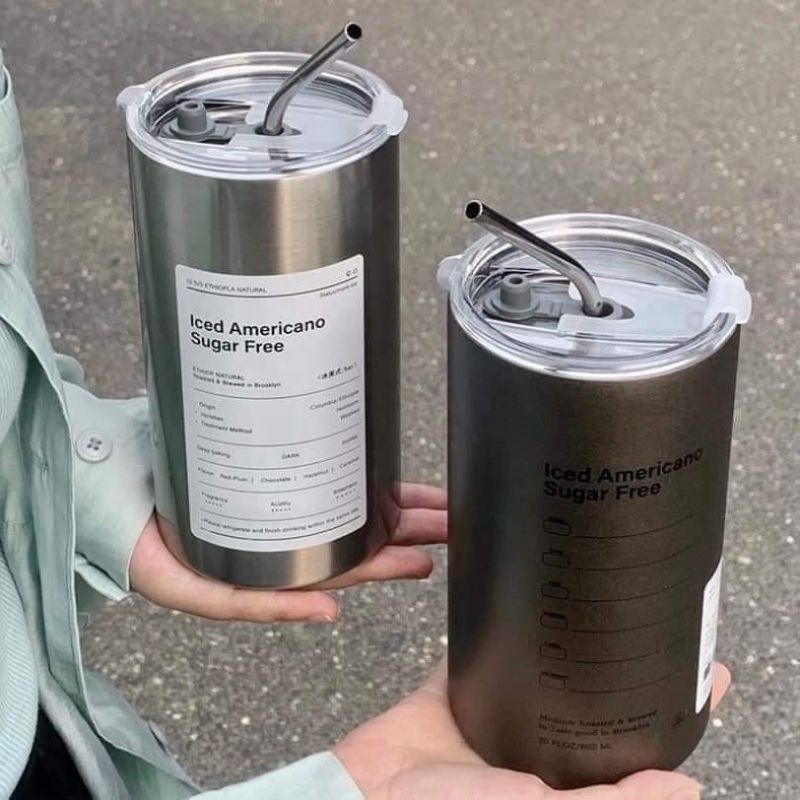 [Loại 1] Ly giữ nhiệt Iced Americano 350ml/600ml Inox 304 giữ nhiệt trên 6 giờ tặng kèm ống hút ...
