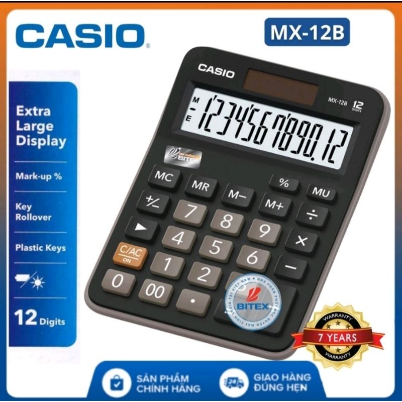 Máy tính cầm tay chính hãng CASIO MX-12B 12 số. | Shopee Việt Nam