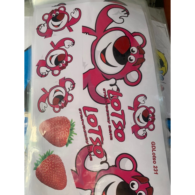 Bộ tem gấu LOTSO dâu Hồng, mỗi tờ ngang 30cm dài 70cm hàng nhập Thái ...