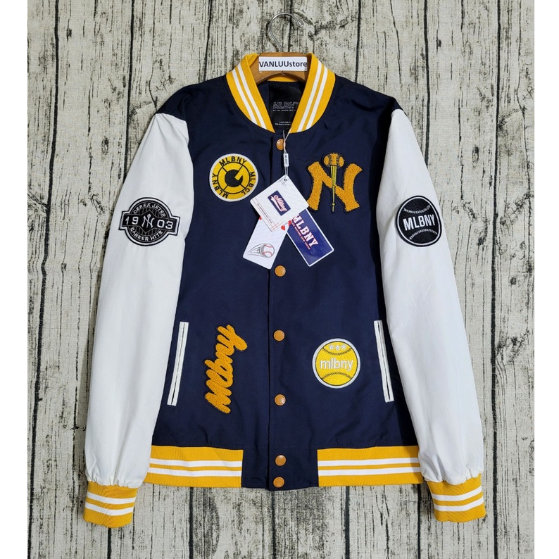 Áo khoác bomber thêu, áo bomber bóng chày MLB NY cho nam nữ | Shopee Việt Nam