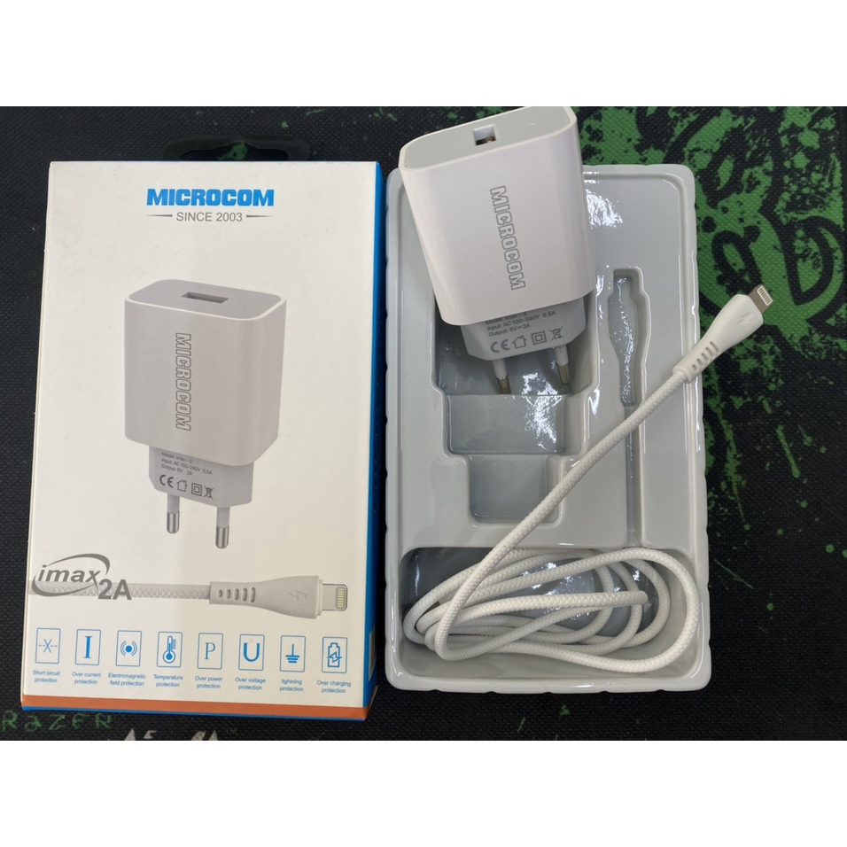 Bộ sạc nhanh gồm Củ sạc và cáp sạc 2A Microcom dành cho điện thoại Từ ip 5 đến ip X | Shopee ...