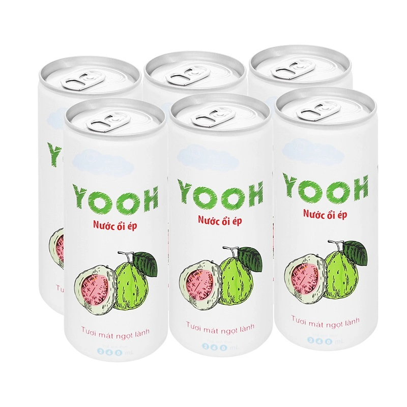 Lốc 6 lon nước ép Ổi đào tươi YOOH giải khát & bổ sung vi chất cần ...