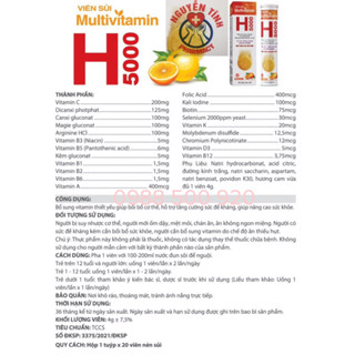Viên sủi Multivitamin H5000 bồi bổ sức khỏe, tăng đề kháng tube 20 viên thơm ngon dễ uống ...