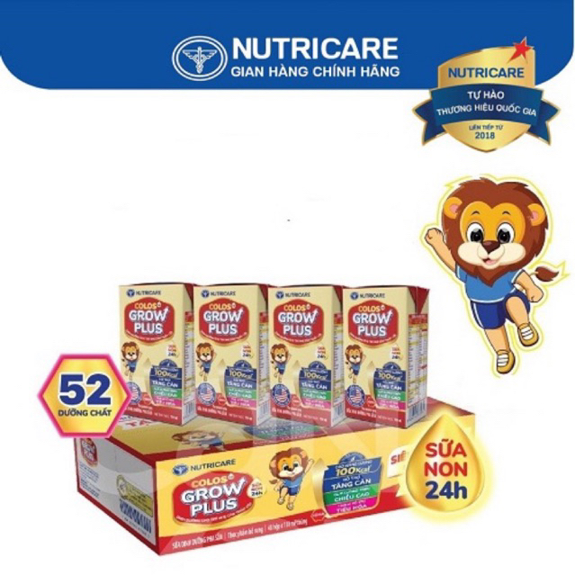 Thùng sữa bột pha sẵn Nutricare Colos 24h Grow Plus ho trẻ nhẹ cân thấp còi 110ml x 48hộp ...