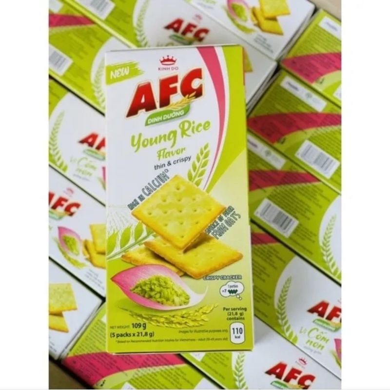 Bánh afc vị cốm non mỏng giòn hộp (5 gói ×21 g)109 g | Shopee Việt Nam