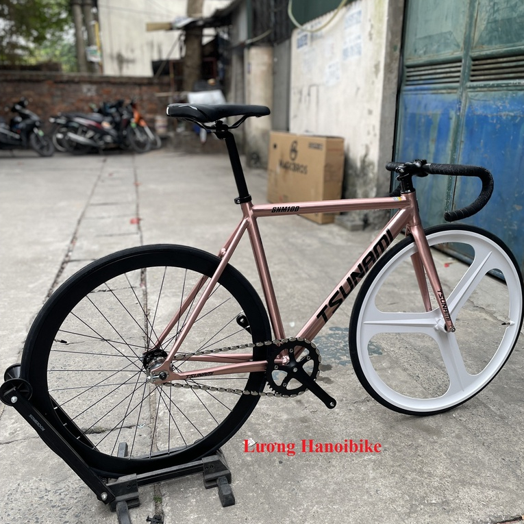 Xe đạp Fixed Gear Tsunami SNM 100 màu Đồng bánh trước 3 đao | Shopee Việt Nam