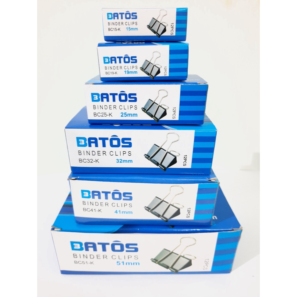 Kẹp bướm [ Kẹp Giấy ] 15mm 19mm 25mm 32mm 41mm 51mm Batos - Hộp 12 cái ...