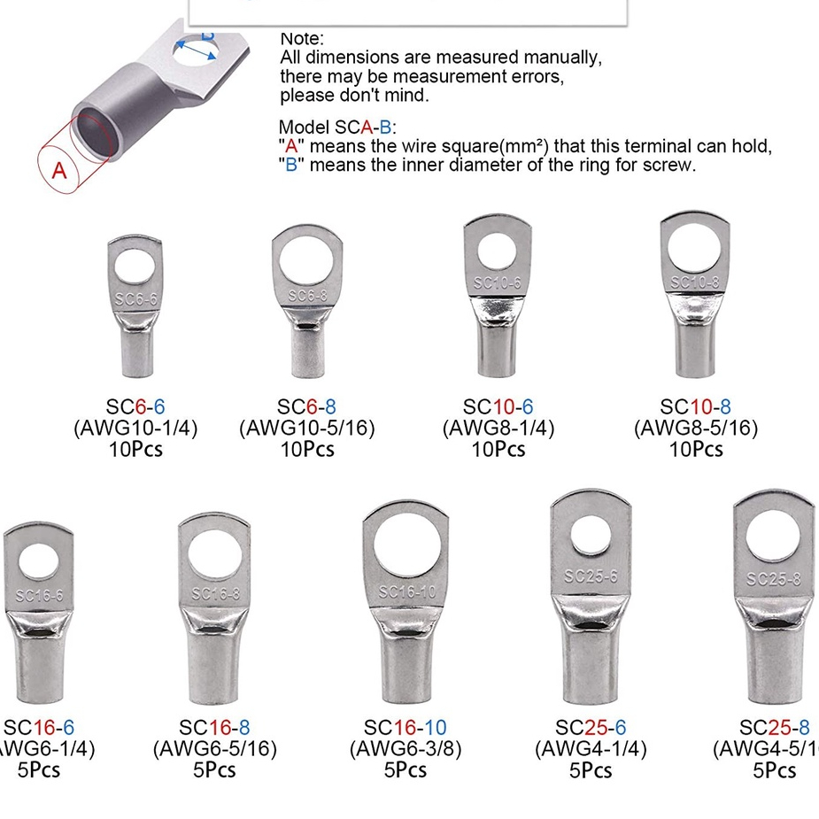 Set 10 Đầu cos trần, bịt đầu SC bằng đồng mạ si chống oxi hóa SC4 SC6 SC10 SC16 SC25 | Shopee ...
