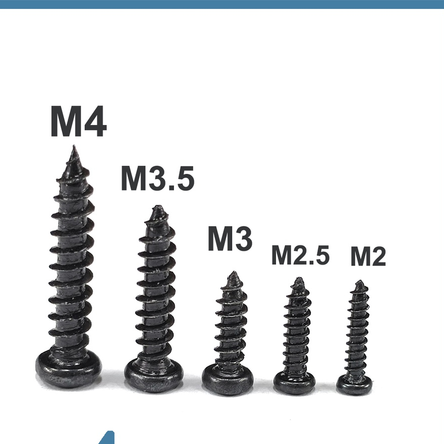 Đinh vít mũ tròn ren thưa tự khoan gỗ nhựa M2 M2.5 M3 M3.5 M4, vít bắt tự khoan màu đen | Shopee ...