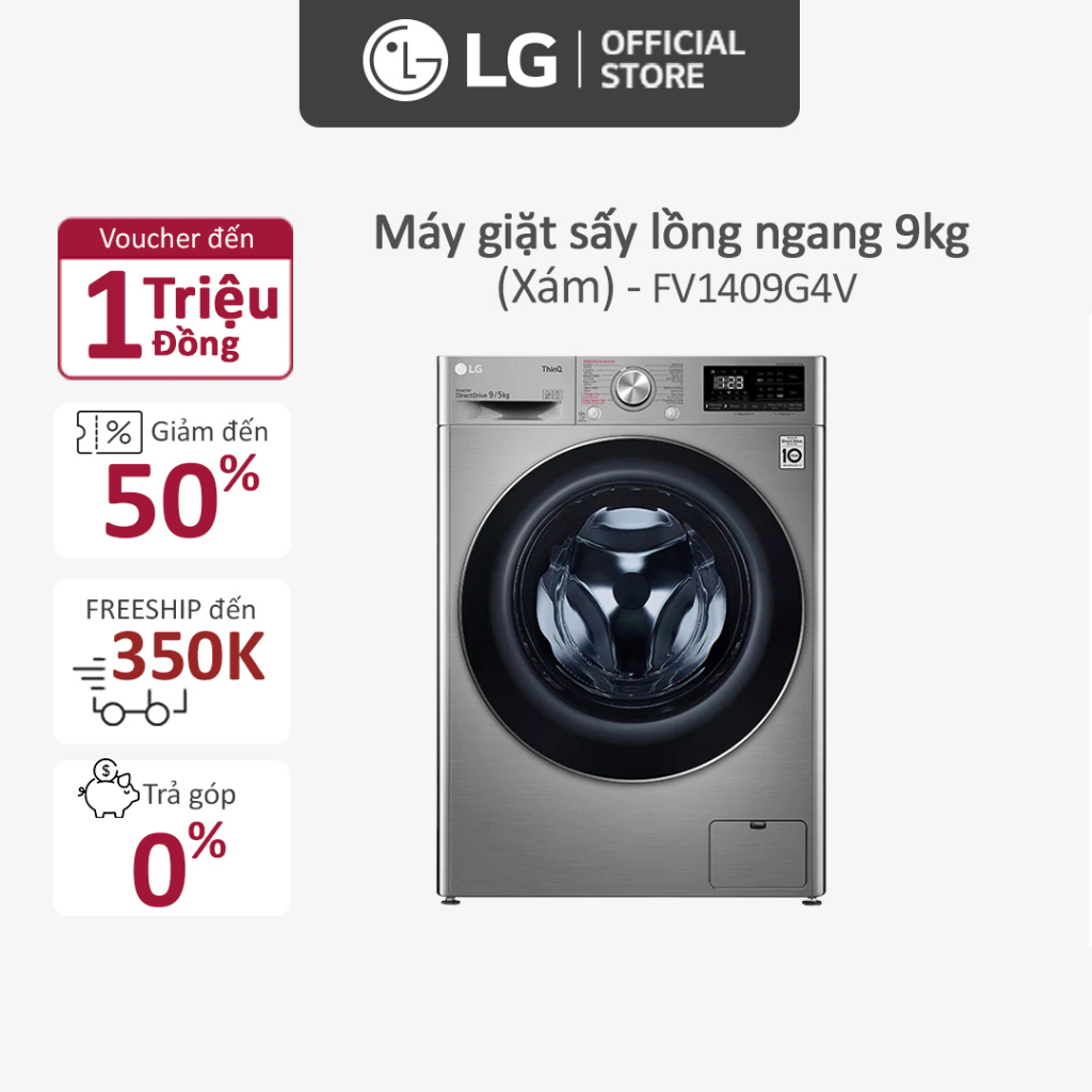 Máy giặt sấy LG Inverter 9 kg FV1409G4V - Miễn Phí Lắp Đặt | Shopee Việt Nam