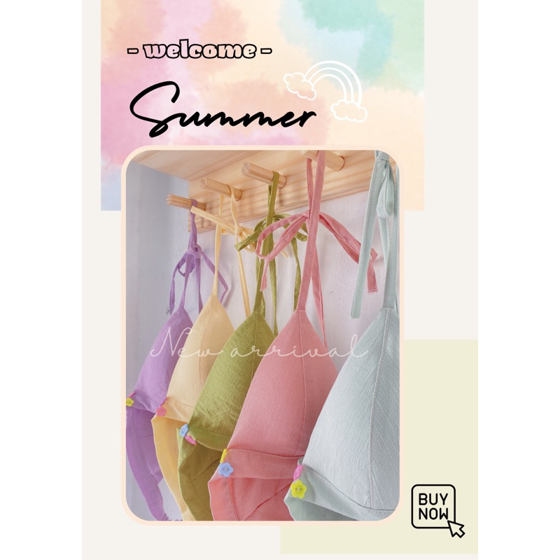 [Mã 6MINI7 giảm 50K đơn 150K] Áo bra Simple buộc dây cổ tone pastel ...