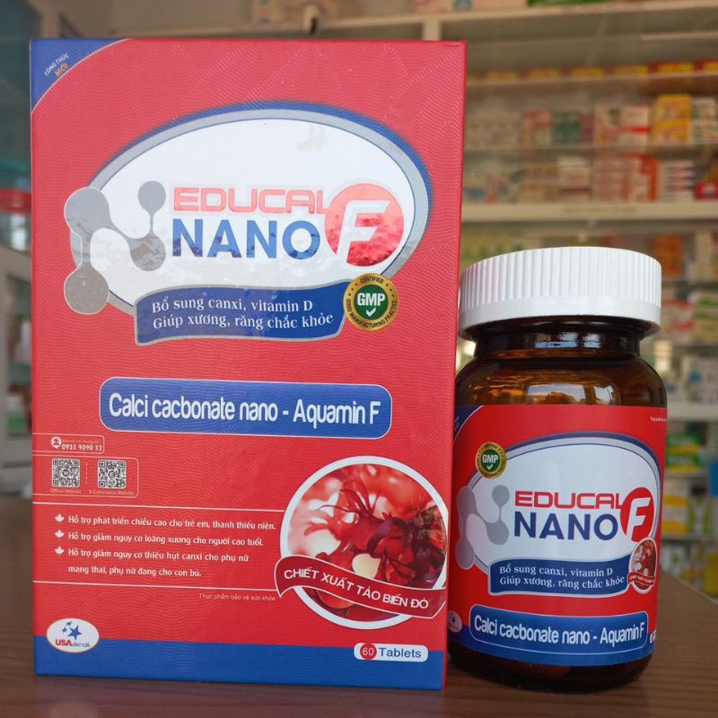 Viên uống canxi EDUCAL NANO F giúp bổ sung canxi, vitamin D giúp xương ...
